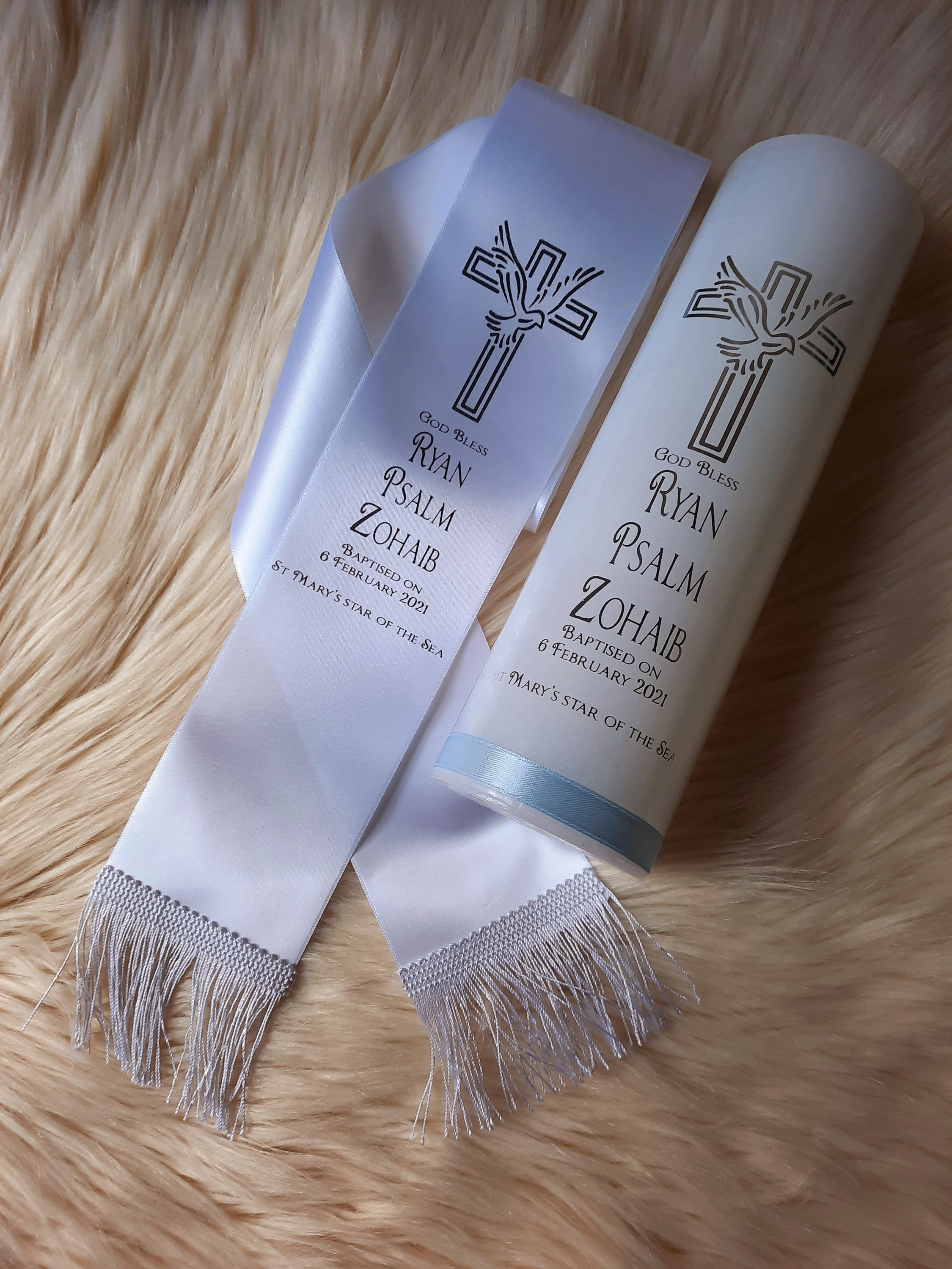 Personalized Christening Baptism Stole sash white with | Etsy