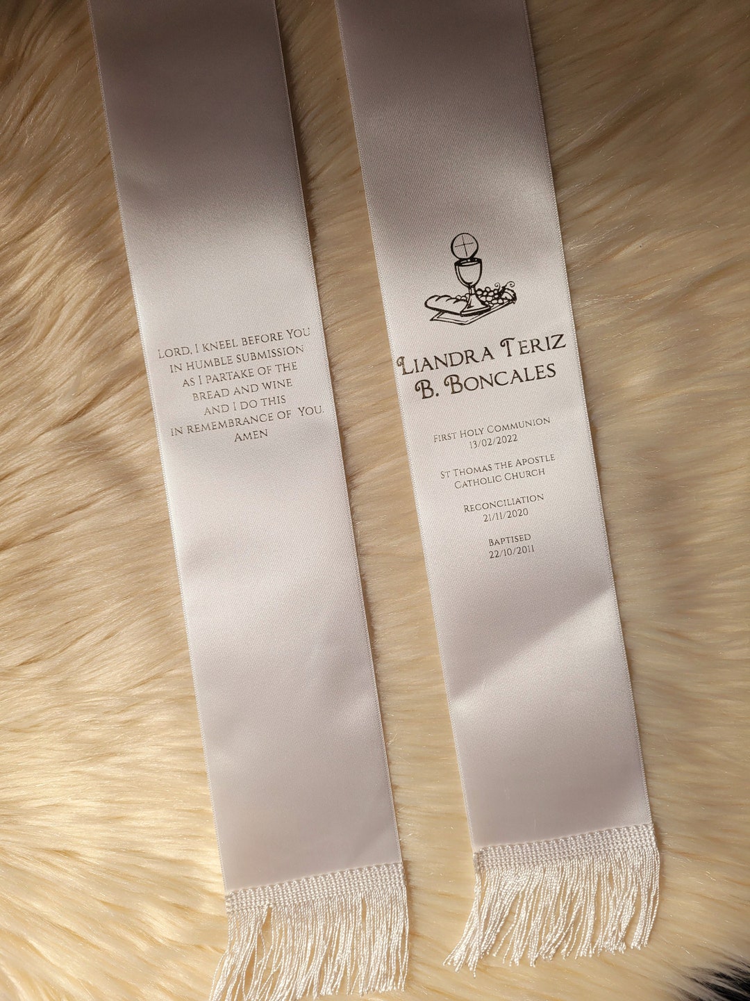 Personalized Communion Stole With Metallic Gold Print - Etsy