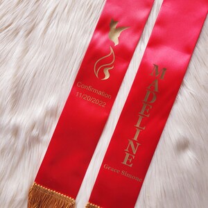 Personalized Red Satin Confirmation Stole With Metallic Gold Print - Etsy