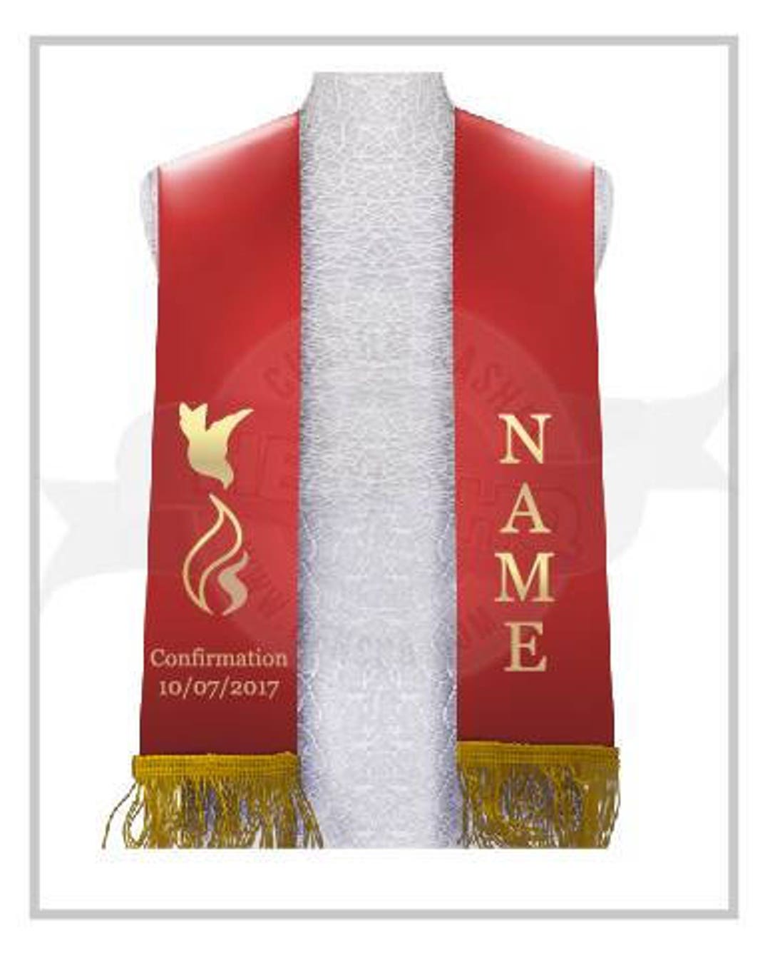 Personalized Red Satin Confirmation Stole With Metallic Gold Print - Etsy