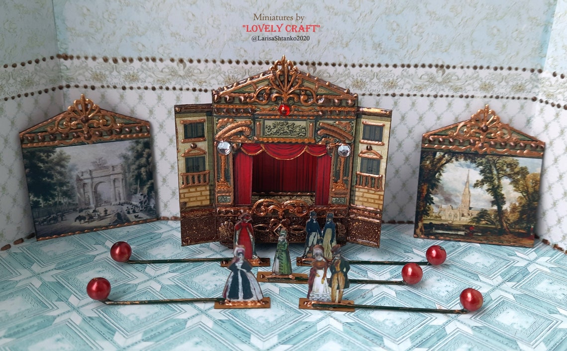 Puppet theater for Dollhouse. Dolls house miniature toy | Etsy
