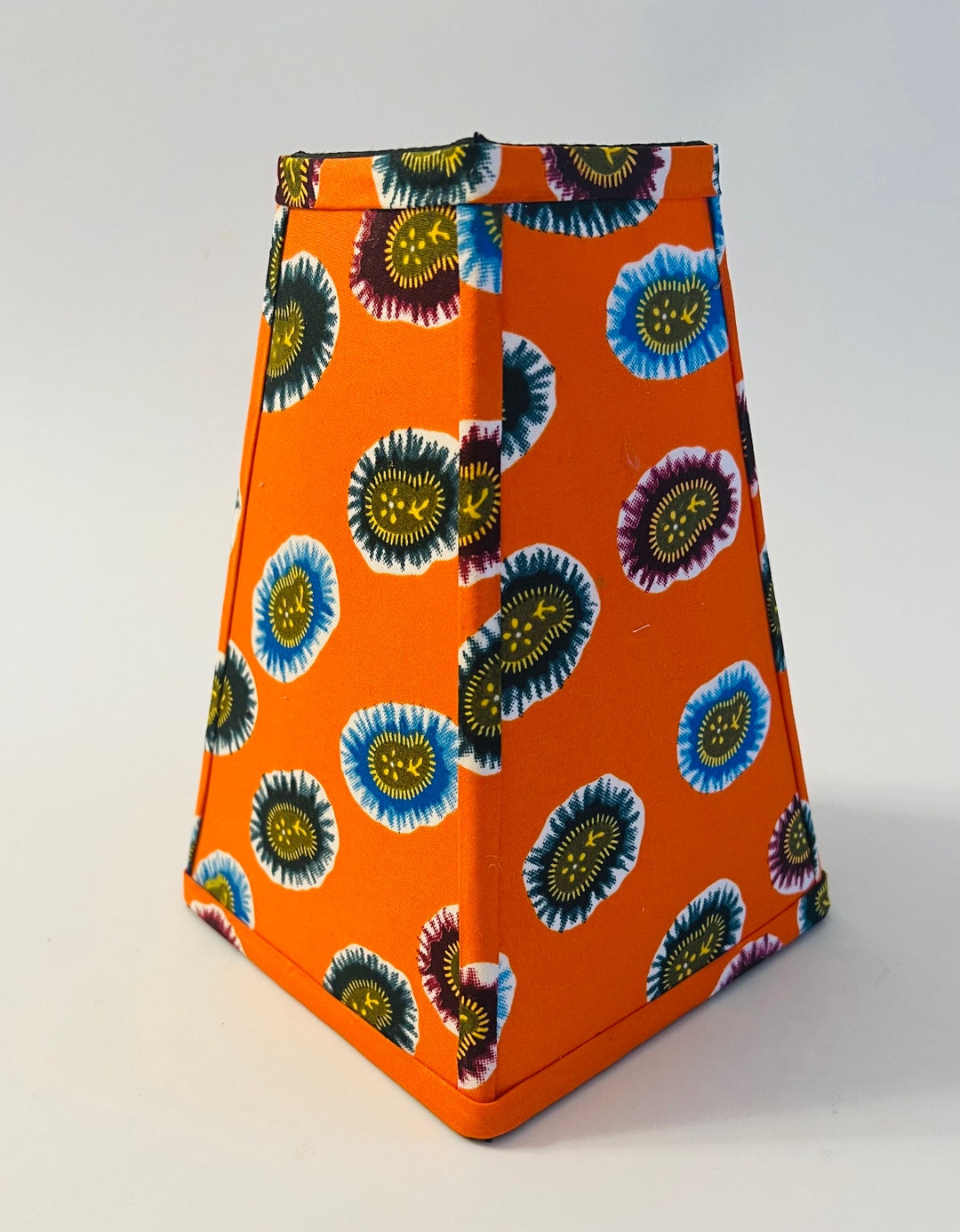 Orange Retro Lampshade – Mid Century Modern Square Lamp Shade – Bold ...