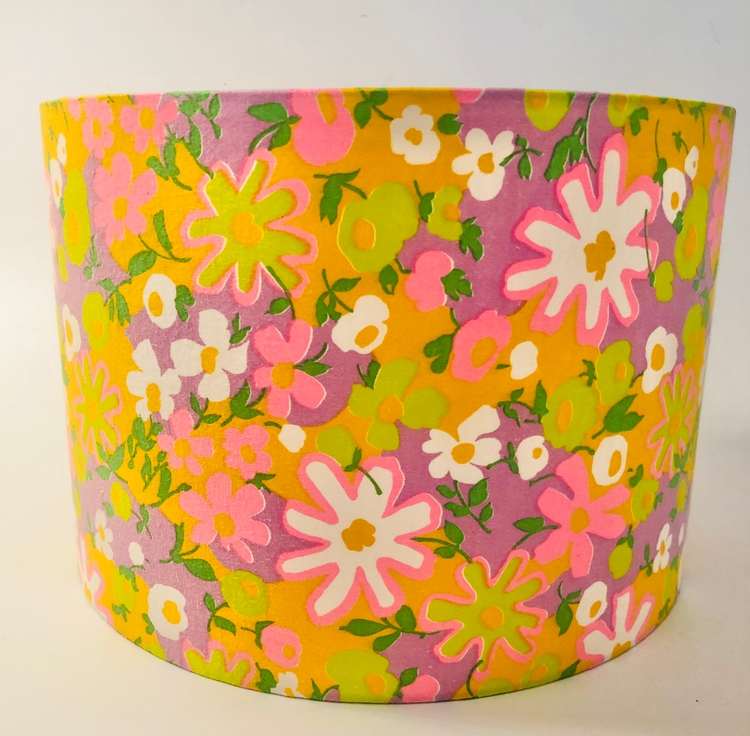 Flower Power Lampshade, Retro Lampshade, Vintage Fabric, Vintage ...