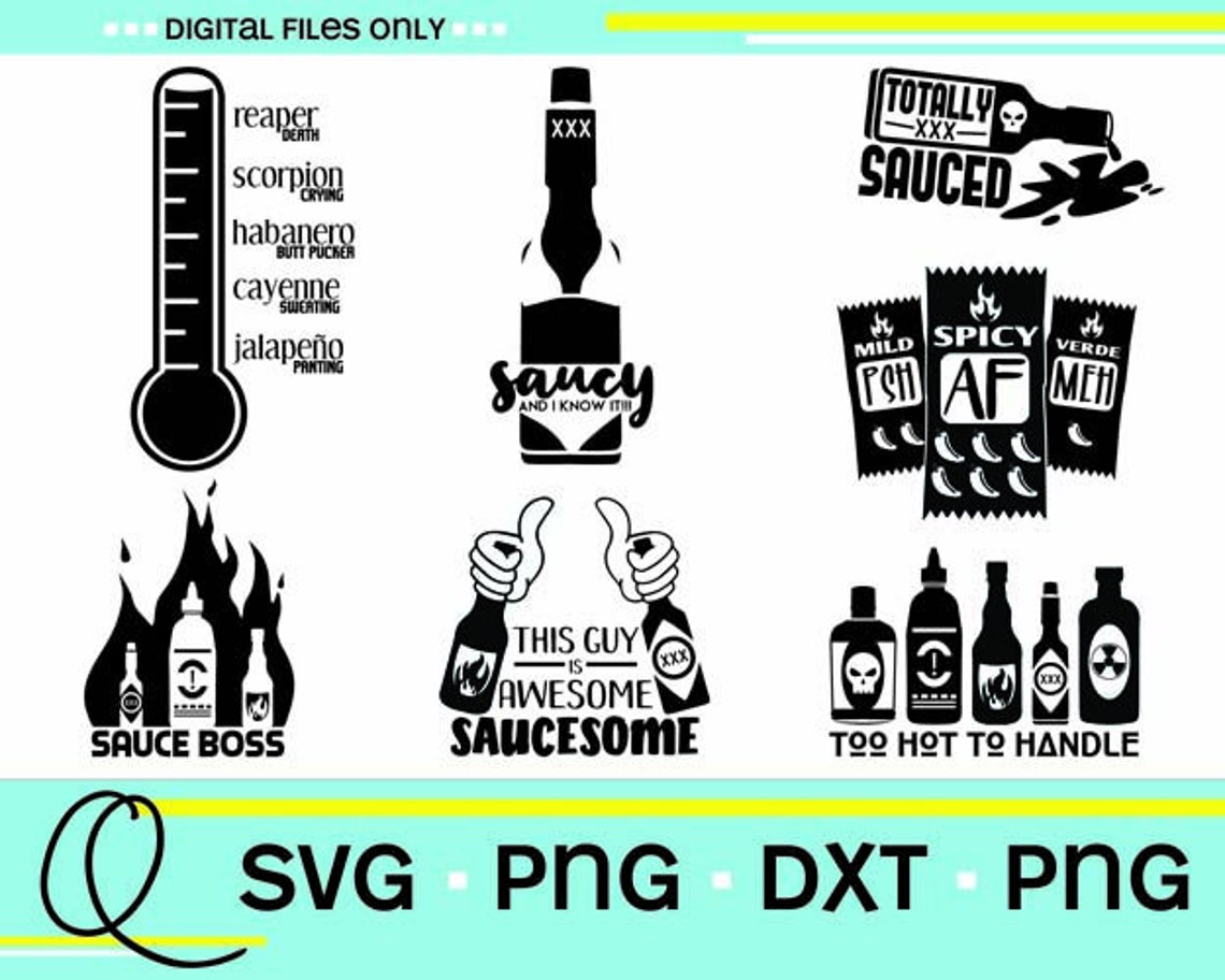 Hot Sauce SVG Bundle, Spice SVG, Saucesome, Hot Ones, Pepper SVG - Etsy