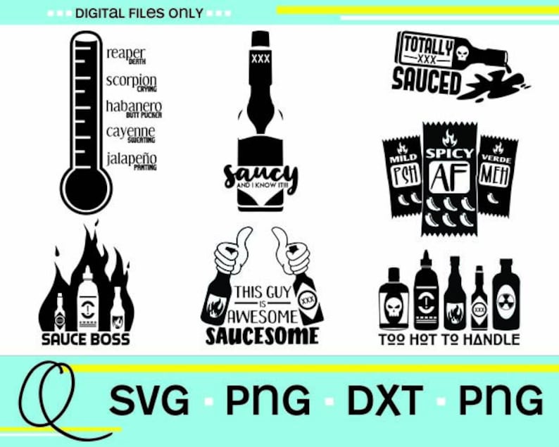 Hot Sauce SVG Bundle, Spice SVG, Saucesome, Hot Ones, Pepper SVG - Etsy