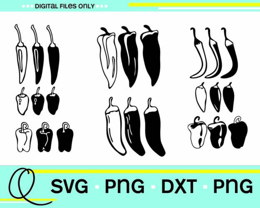 Hard Drawn Peppers Bundle SVG, Spicy SVG, Hot SVG - Etsy