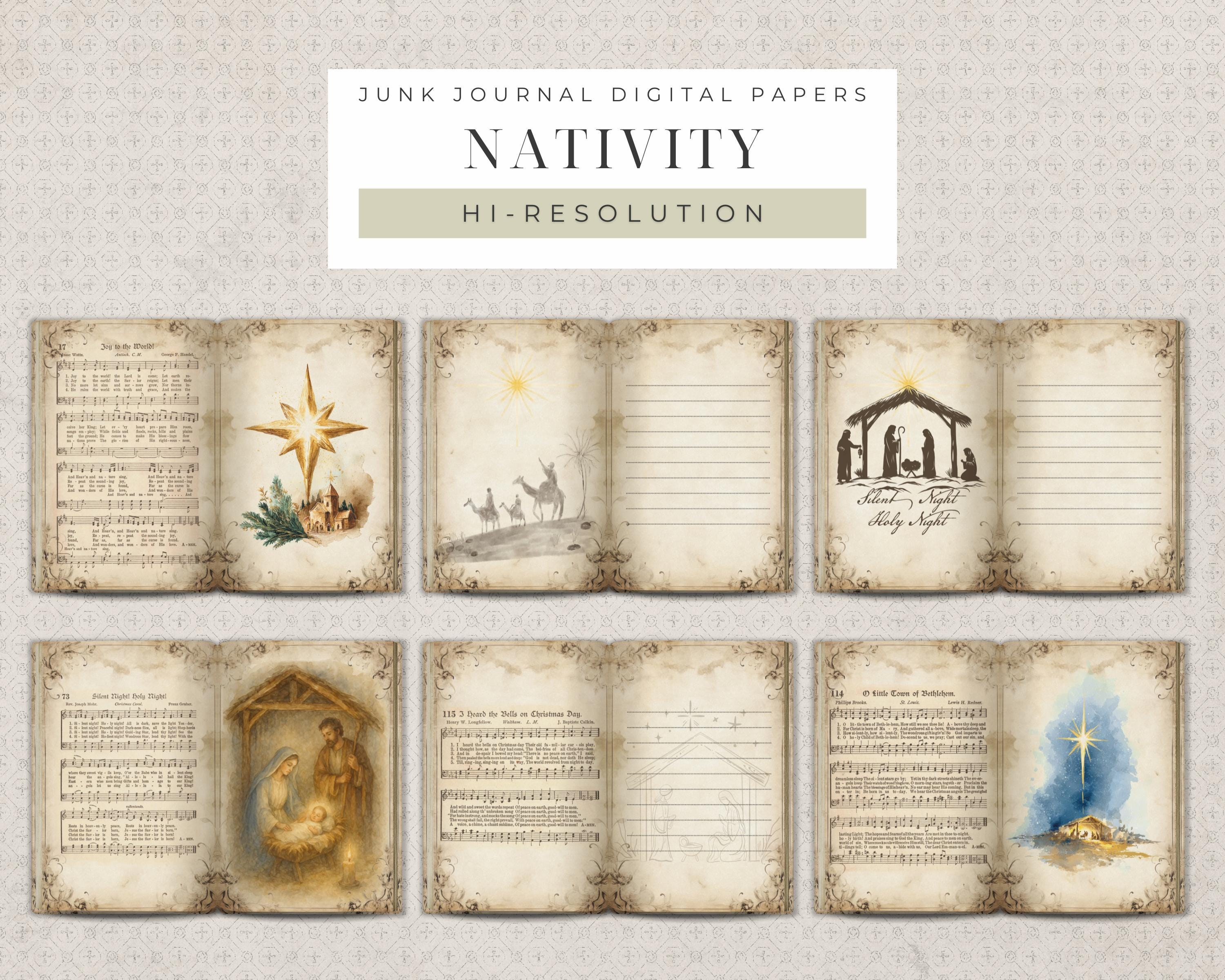 Nativity Junk Journal Pages | Christian Digital Paper Set | Faith-based ...