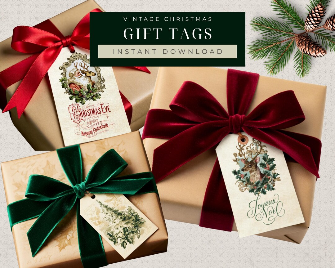 Vintage Christmas Gift Tags | Digital Download Holiday Printable ...
