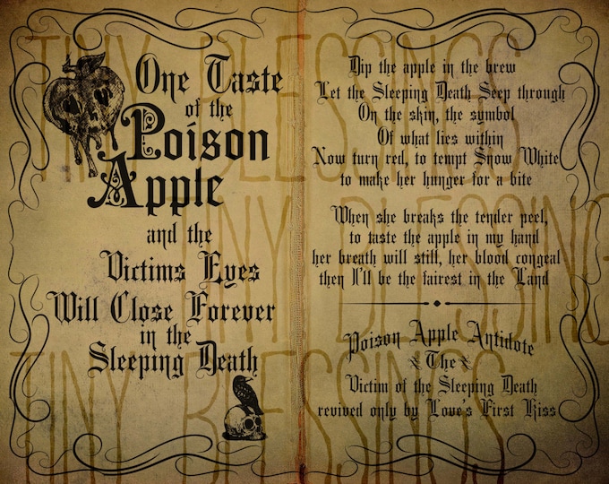 Poison Apple Sleeping Death Spell Chant Printable Quote - Set of 2 - Etsy