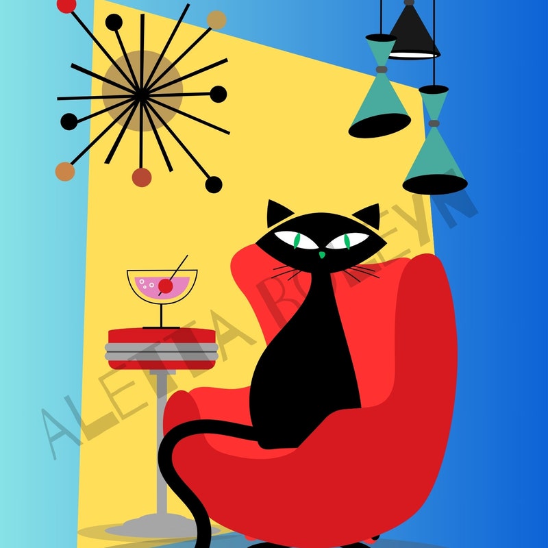 Atomic Cat Art - Etsy