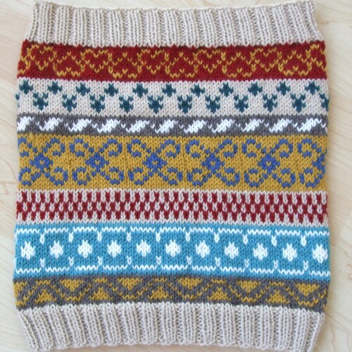 Border Fair Isle Scarf Knitting Pattern - Etsy