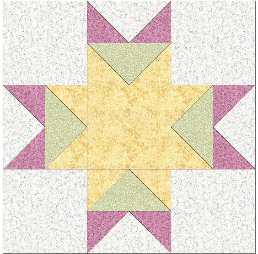 English Paper Piecing Double Pointed Star Block Pattern EPP Templates ...