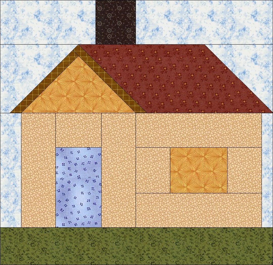 House Paper Piecing Block Pattern: 4, 5, 6, 12 Inch (digital Download ...