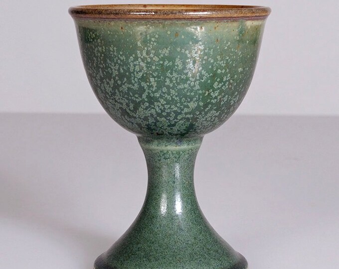 Large Stoneware Communion Chalice in Emerald Oribe Green With Crystals ...