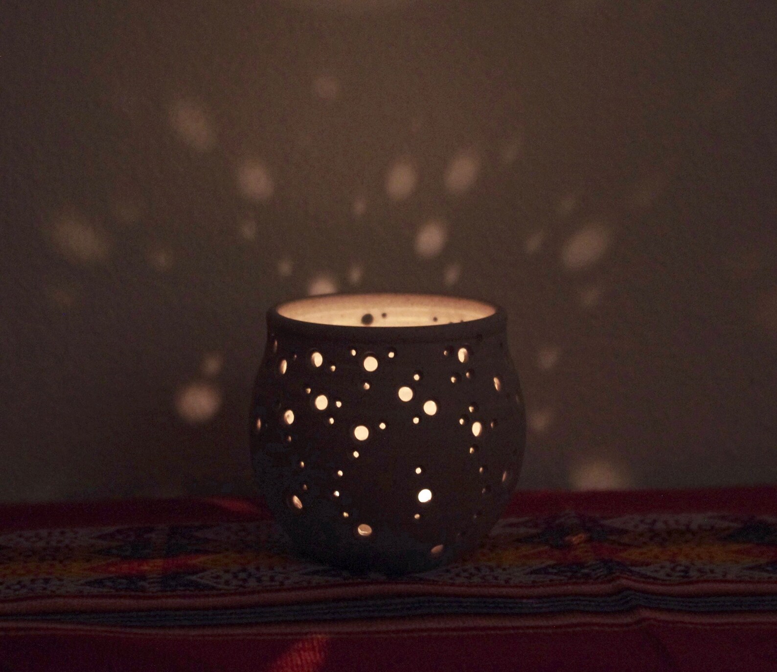 Handmade Ceramic Luminary, "falling Stars." Pretty Pottery Tea Light ...