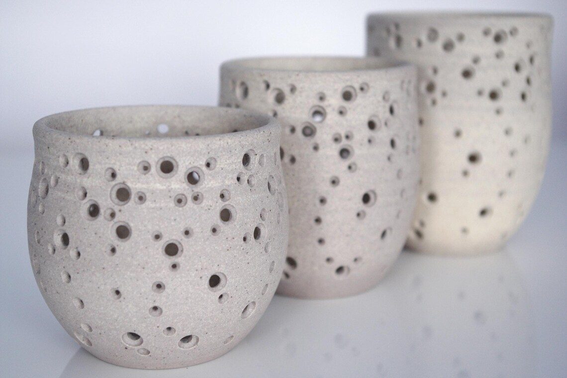 Handmade Ceramic Luminary, "falling Stars." Pretty Pottery Tea Light ...