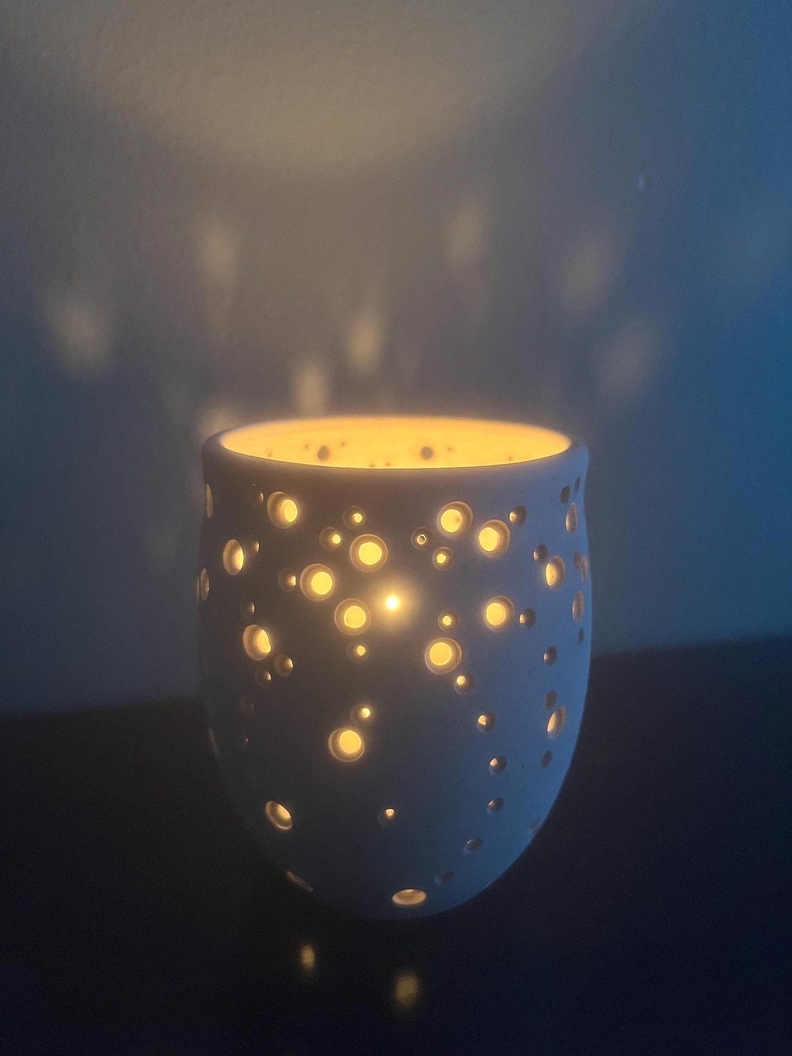 Handmade Ceramic Luminary, "falling Stars." Pretty Pottery Tea Light ...