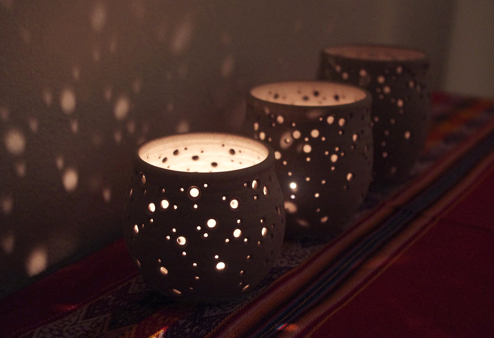 Handmade Ceramic Luminary, "falling Stars." Pretty Pottery Tea Light ...