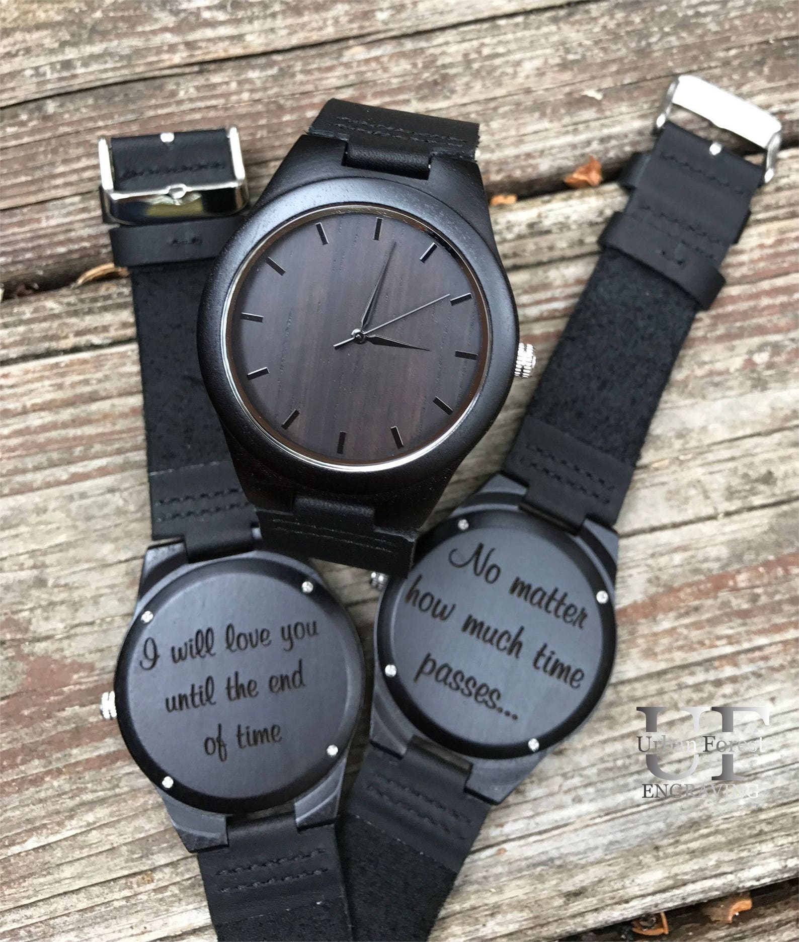Mens Wooden Watch Engraved Wood Watch Men Fiance Gifts for - Etsy