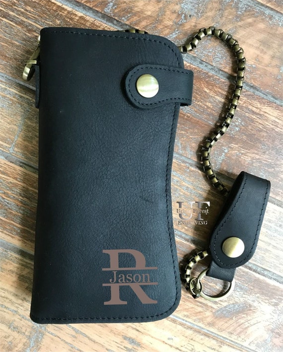 Mens Personalized Black Leather Wallet Mens Wallet Leather | Etsy