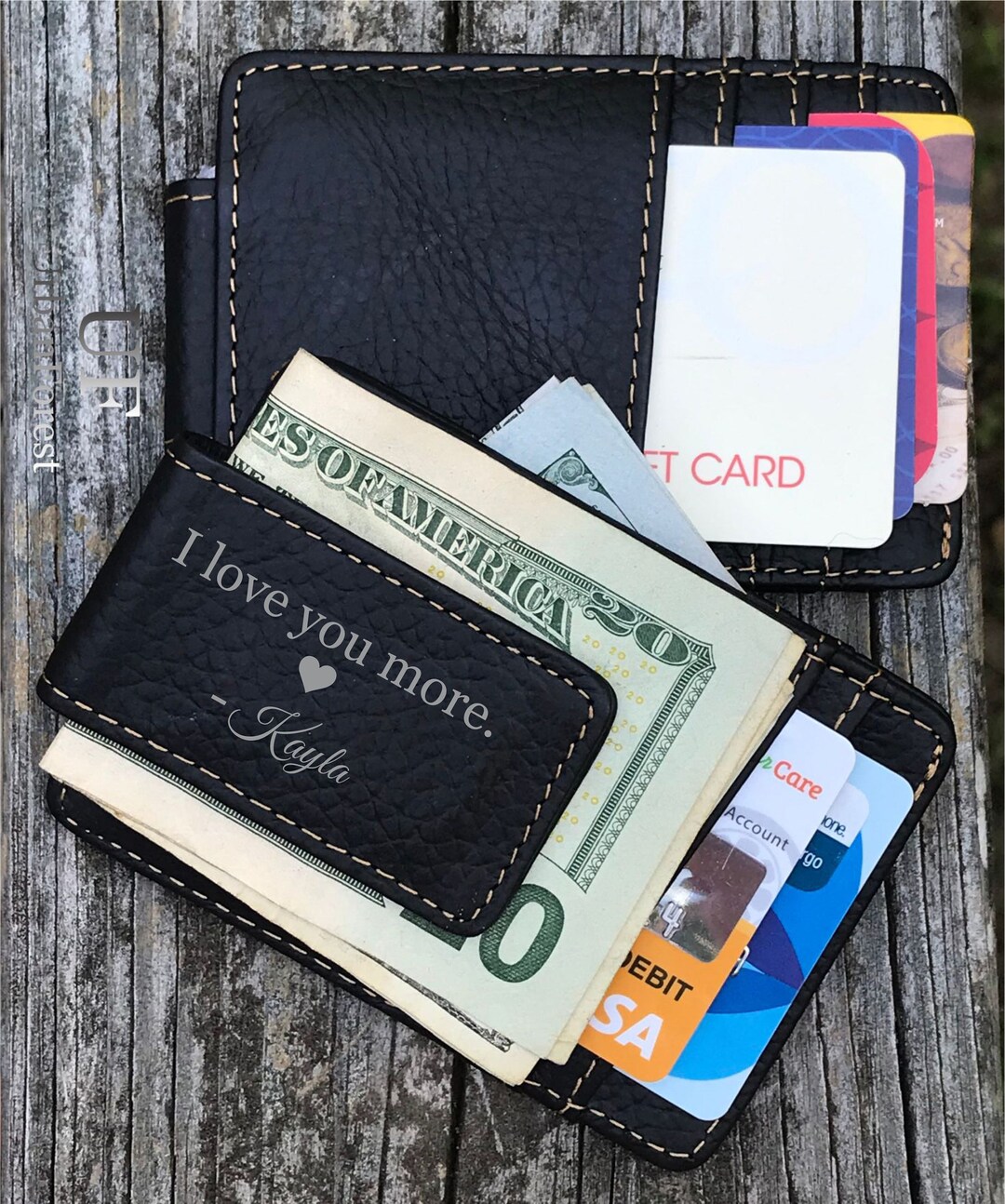 Black Leather Money Clip for Men Wallet Personalized Money Clips for ...