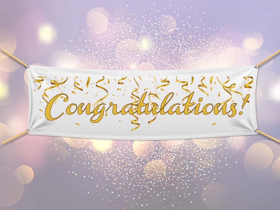 Congratulations 8x2 Banner Printable, Pdf File Ready for Printer, Party Decoration Banner ...