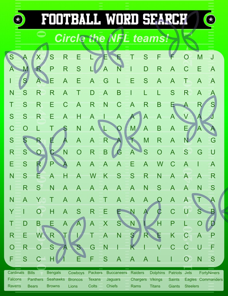 Football Party Word Search Puzzle Game, Football Watch Party Idea ...