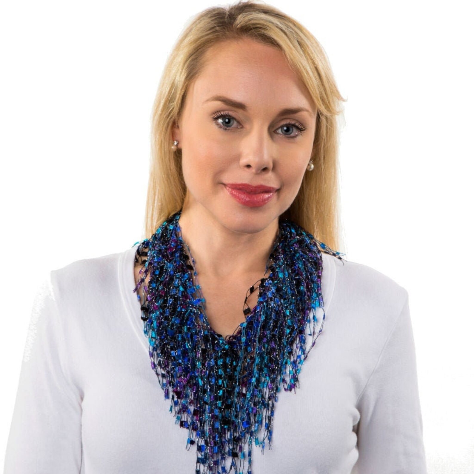 Blue Purple Scarf Necklace for Women Infinity Scarves With - Etsy