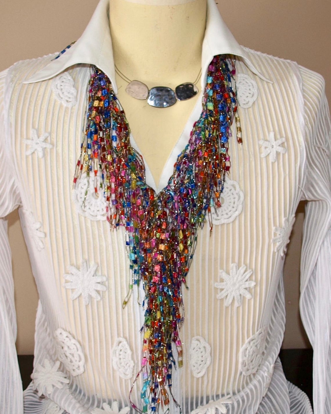 Rainbow Multi-color Scarf Necklace Hot Trend Scarf | Etsy