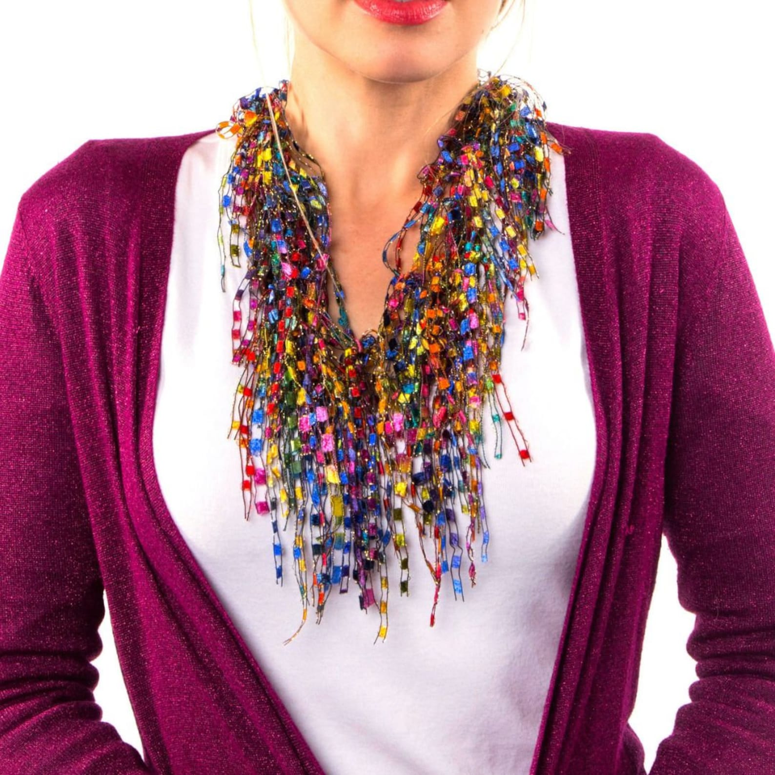 Multi Strand Necklaces for Women, Ribbon Necklaces, Textile BIB ...