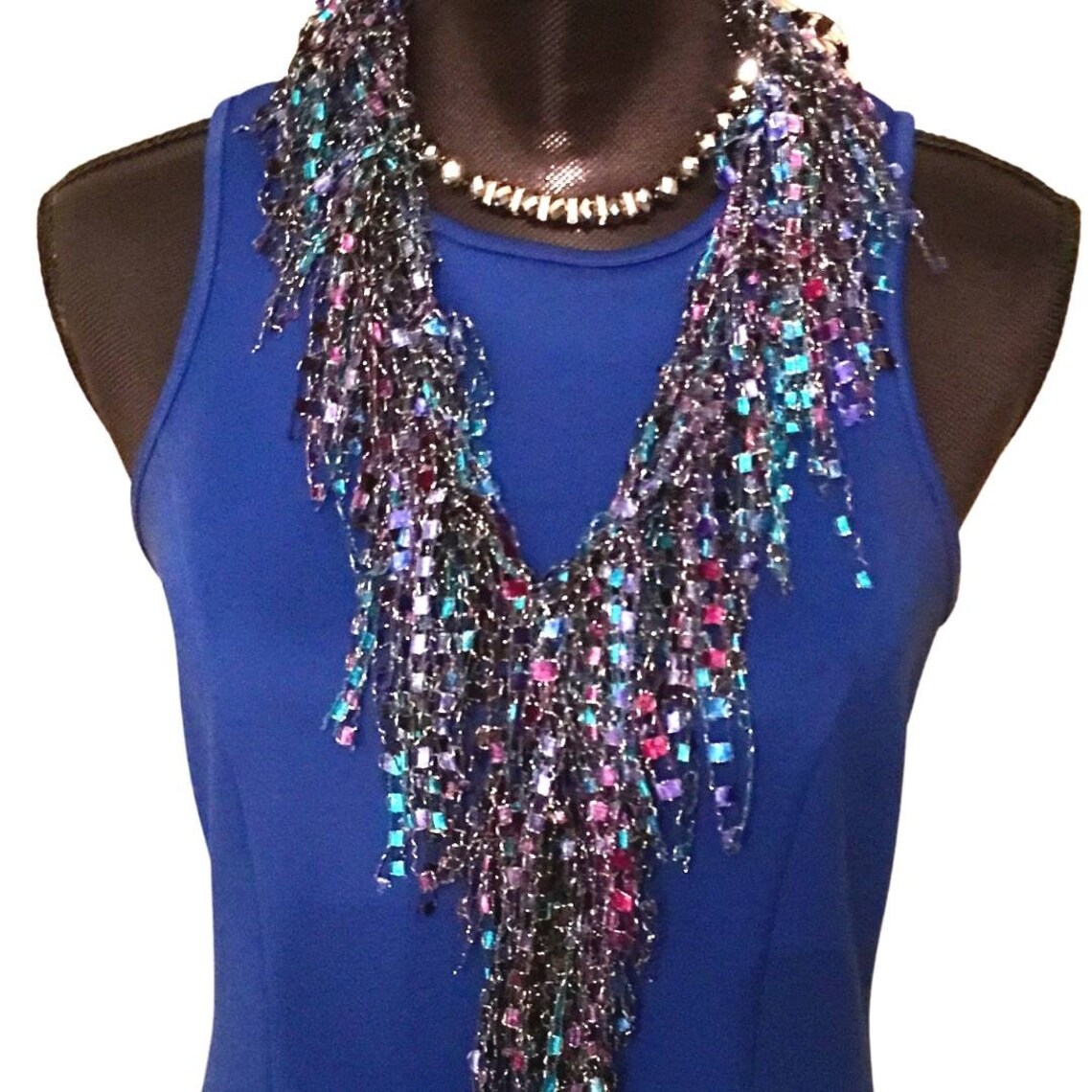 Blue Purple Scarf Necklace for Women Infinity Scarves with | Etsy