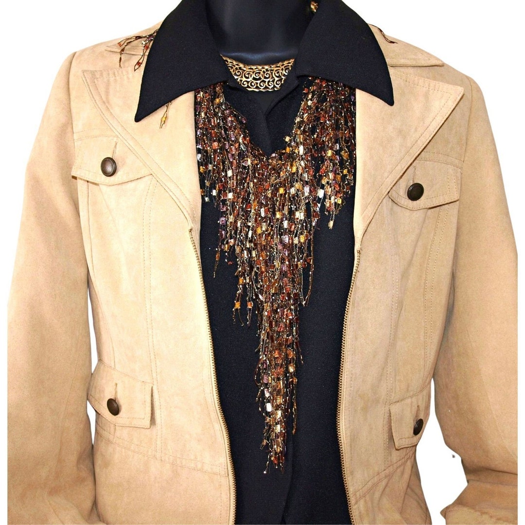 Gold Infinity Scarf Gift for Women - Crochet Necklace Scarf - Lady ...