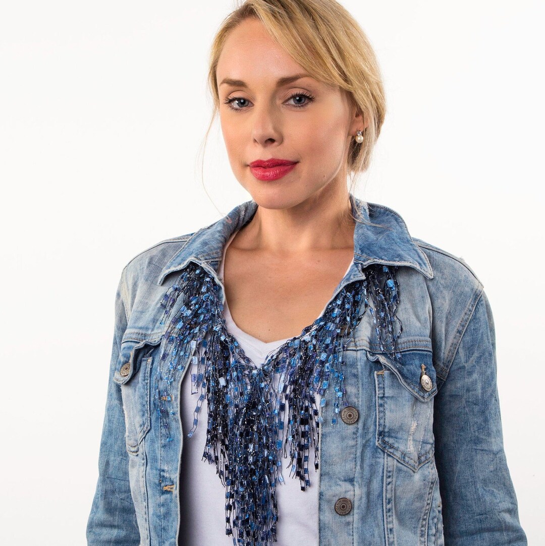 Sky Blue Accessories for Women, Denim Accessory Scarf Necklace, Sky ...