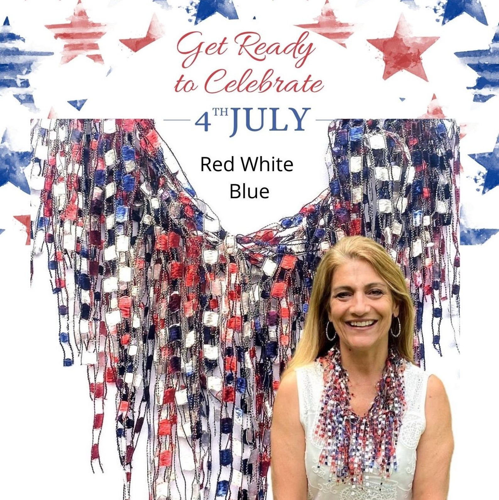 Patriotic Scarf Necklace for Women, US Flag Scarf, American Flag Scarf ...