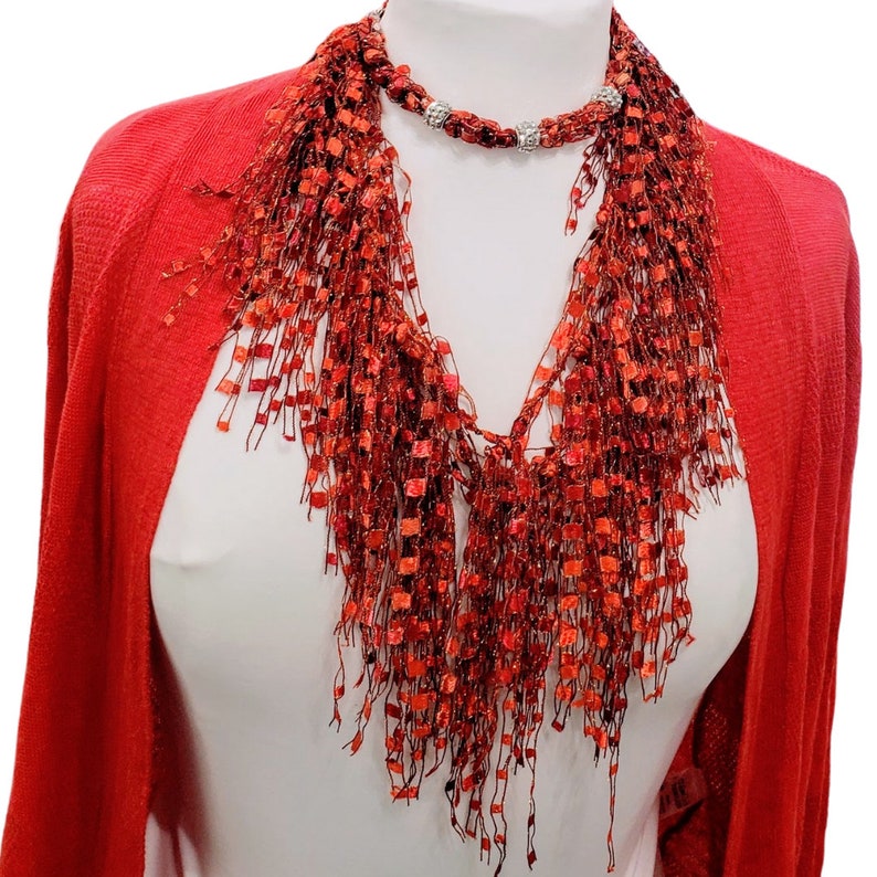 Red Infinity Scarf Necklace for Summer Spring, Multi Wear Scarf Gift ...