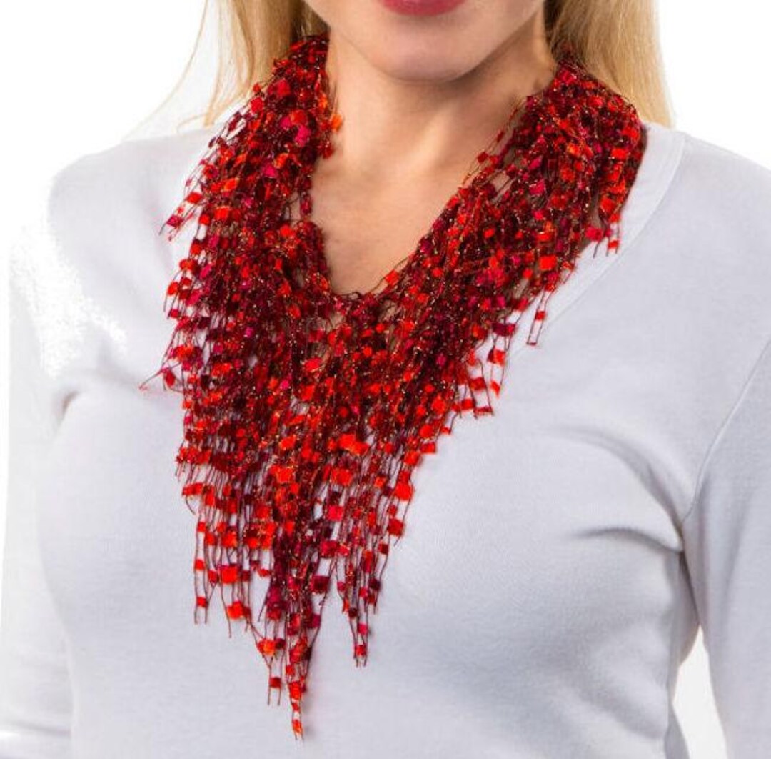 Red Valentines Scarf for Women, Ladies Red Neck Scarf, Infinity Fringe ...