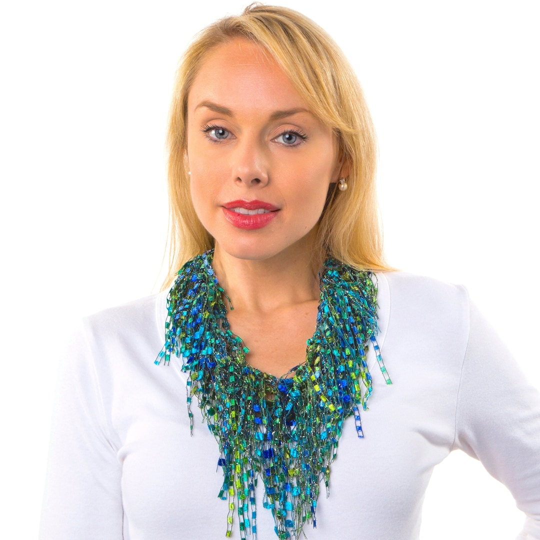 Lightweight Infinity Scarves for Women, Aquamarine Scarf Necklace, Blue ...