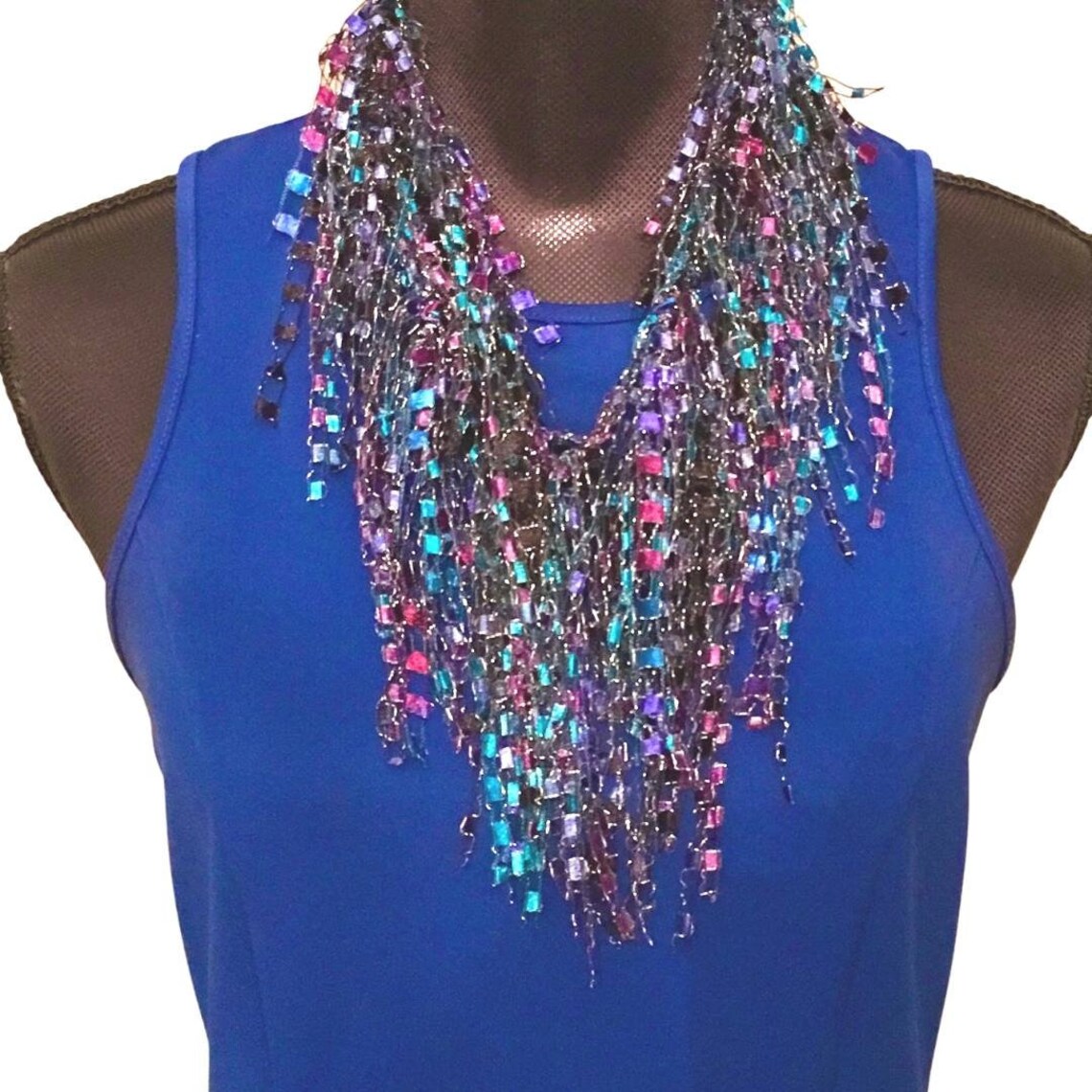 Blue Purple Scarf Necklace for Women Infinity Scarves With - Etsy