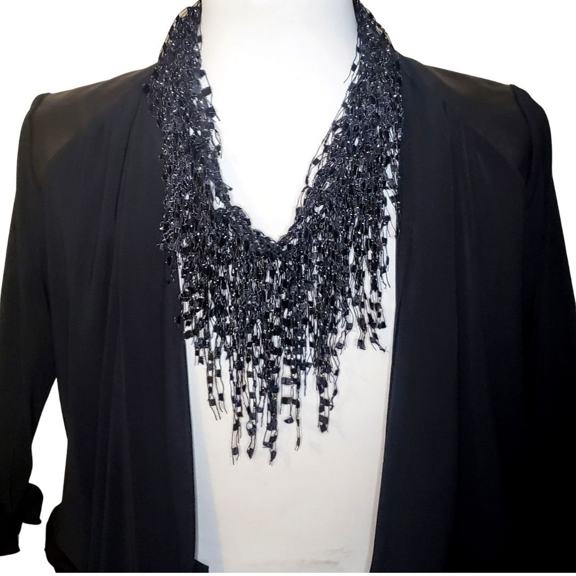 Black Scarf Necklace Black BIB Necklace for Little Black - Etsy