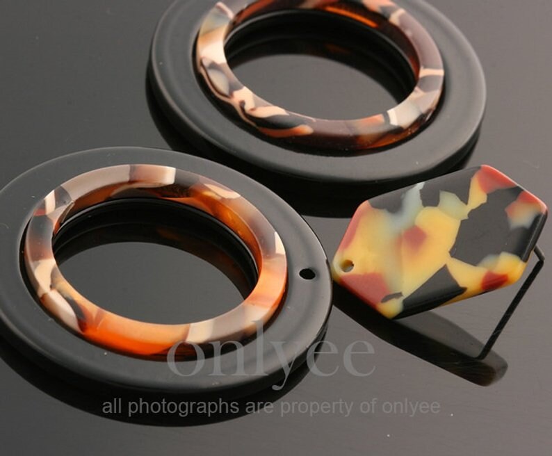 2pcs-38mmx38mm Acetate Pendant Simple Ring Shapeceluloid - Etsy