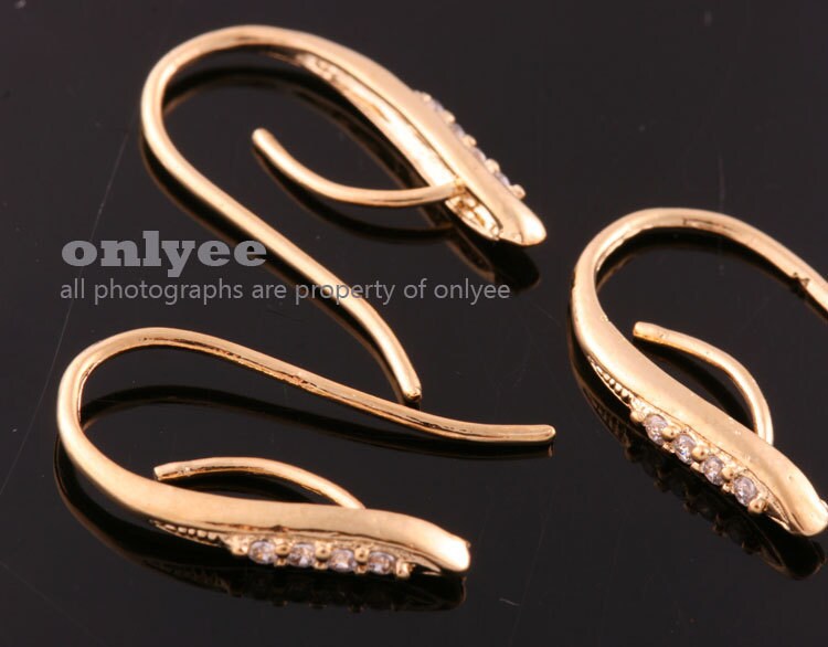 1pair/2pcs-18mmx3mmrhodium Plated Over Brass Cubic Zirconia Shapely CZ ...