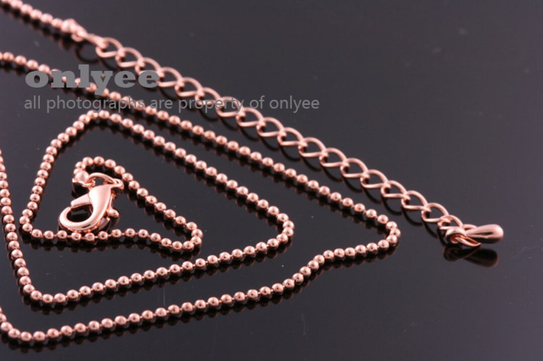 4pcs 16inch Rose Gold Plated Solid Brass 1.20mm Ball Chain With ...