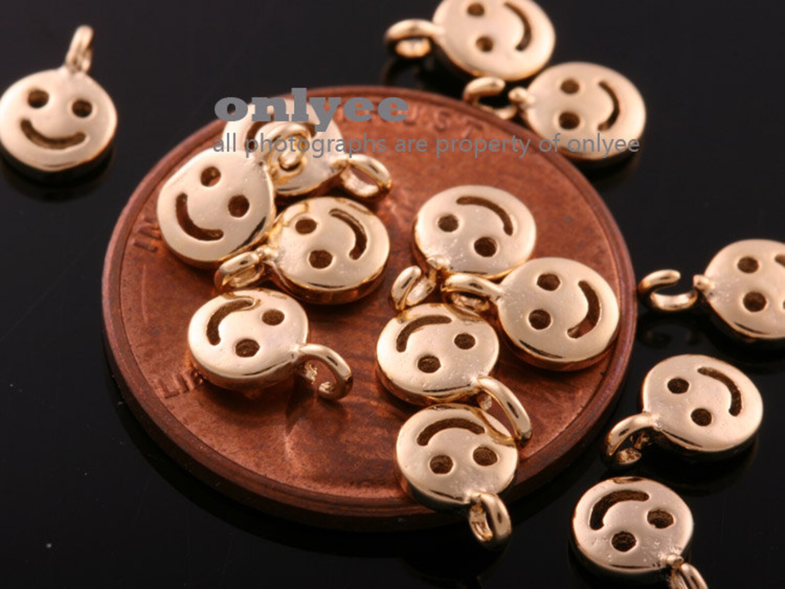 4pcs-5mmx6mmgold Plated Brass Tiny Happy Smile Charms for - Etsy
