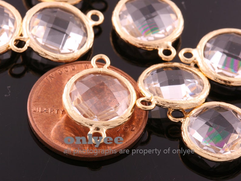 2pcs-12mmx12mm Gold Faceted Round Shape Glass - Etsy