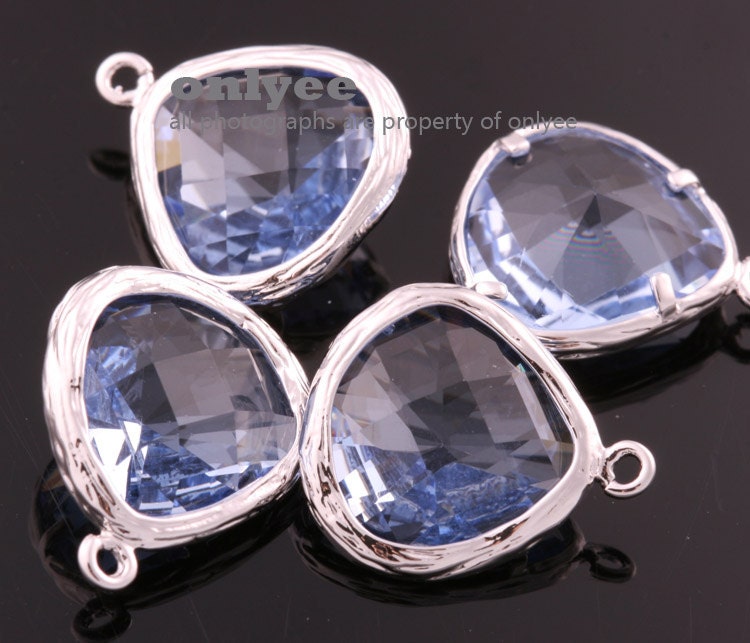 2pcs-17mmX13mmRhodium Faceted NEW Fancy Drop With Glass | Etsy