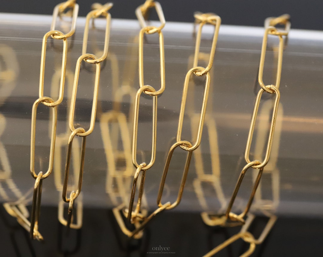 1 Meter(1yd)-20mmx6mm Chain Bright Gold Plated Over Brass,clip Style ...