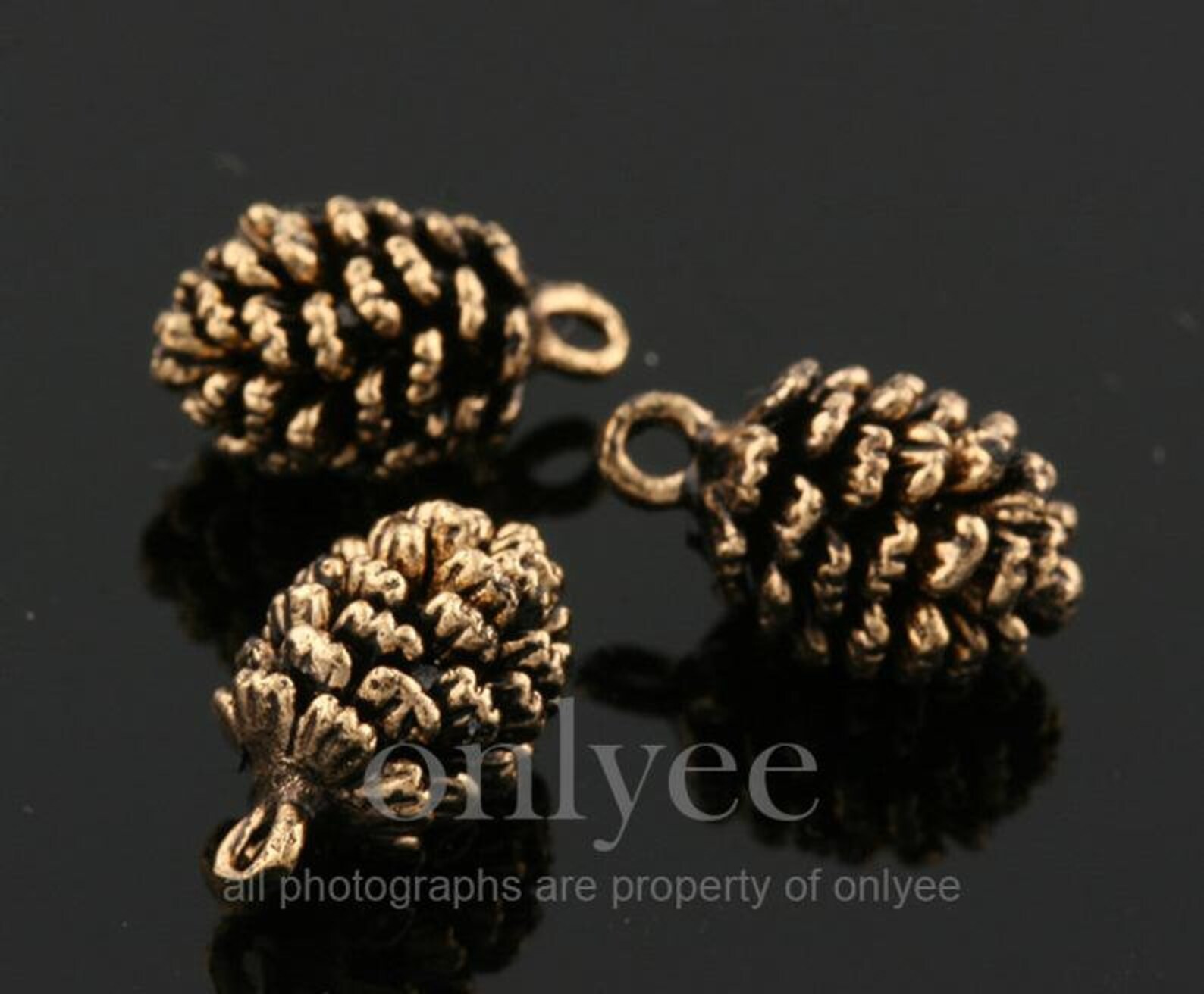 2pcs-12mmx7mm Antique Rose Gold Plated Over Brass Pine Corn - Etsy