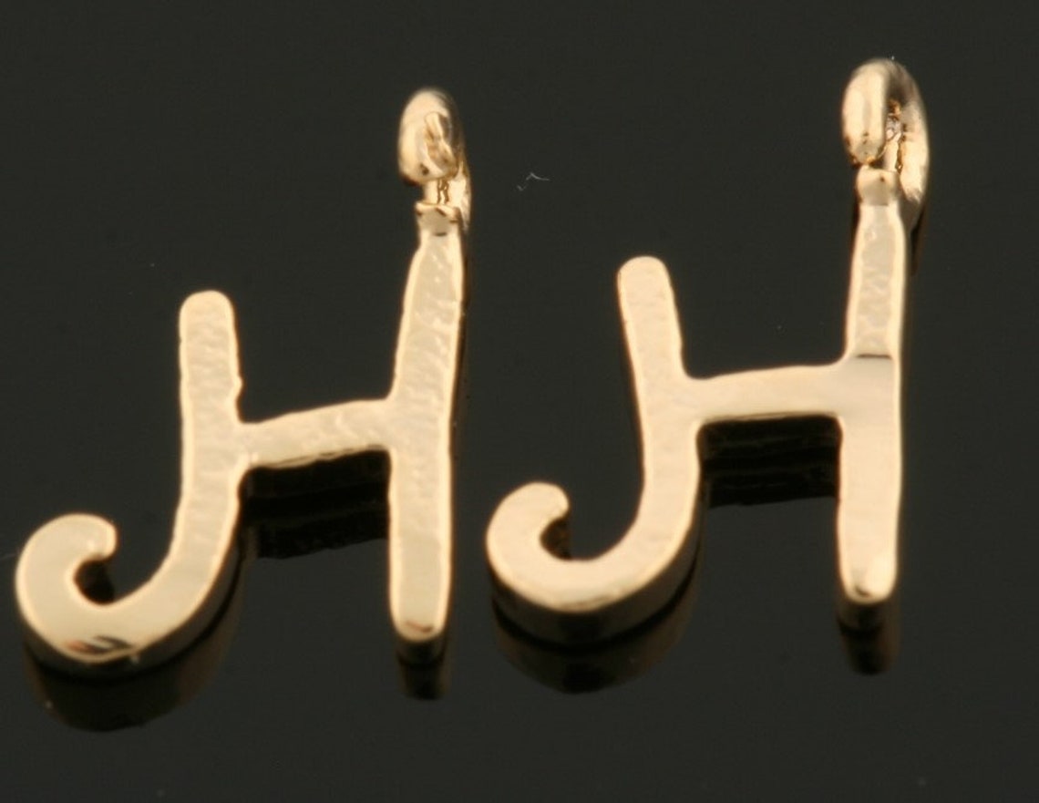 2pcs-6mmx5mm Bright Rhodium Plated Over Brass Cute Capital Cursive ...
