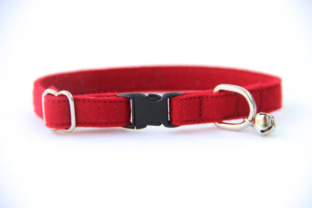 Cat Collar - Dark Red Felt - Adjustable - Optional ID Tag - Etsy