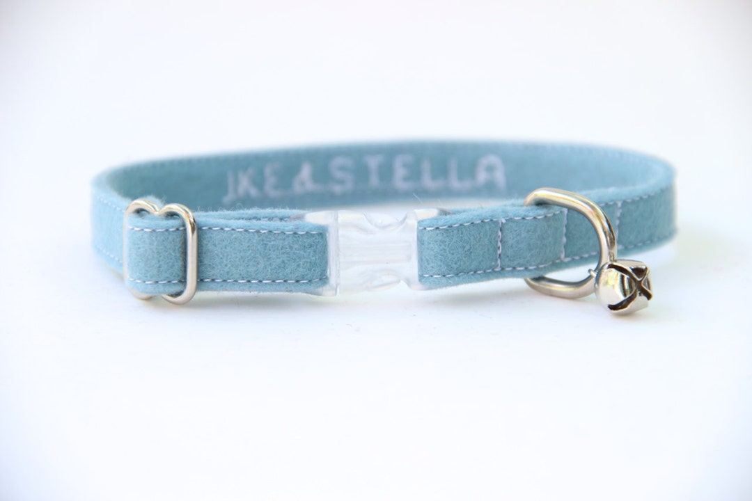 Cat Collar - Light Blue Felt - Adjustable - Optional ID Tag - Etsy